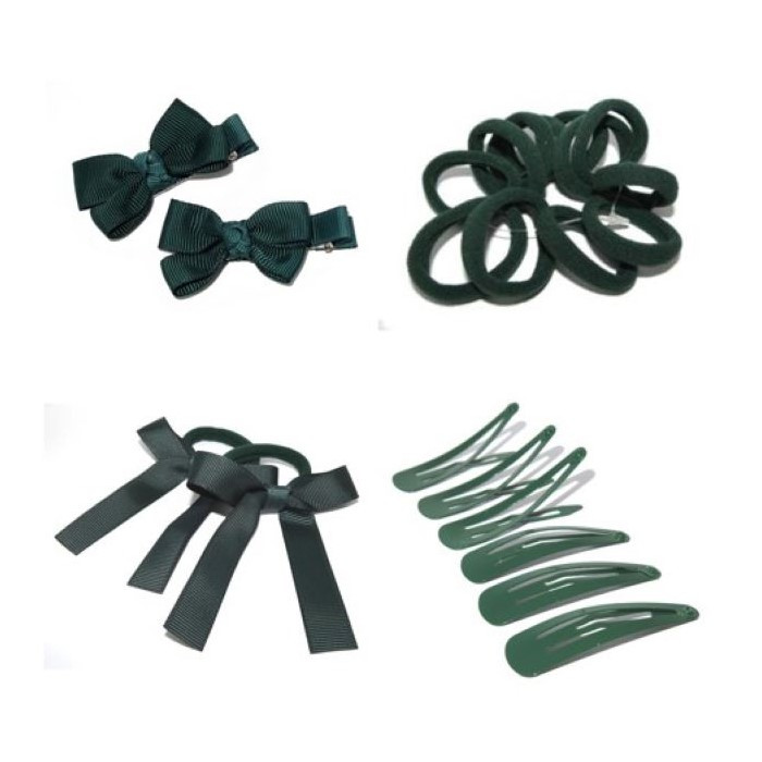 School Colours Hair Accessories Prep Starter Pack in Green - Green Hair ...